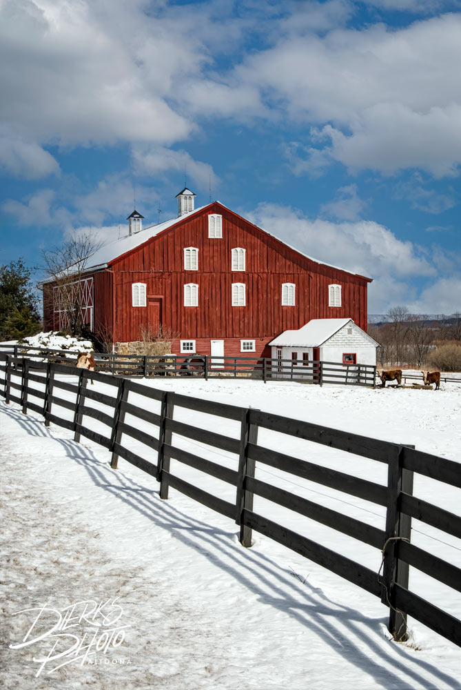 Bedford County Red Barn in White Snow | Snow Barn Photos